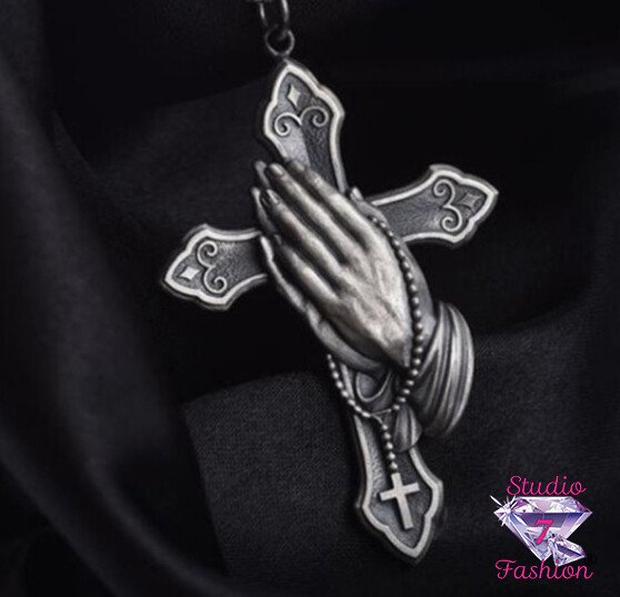 Praying Hands Cross Necklace SKU 1629