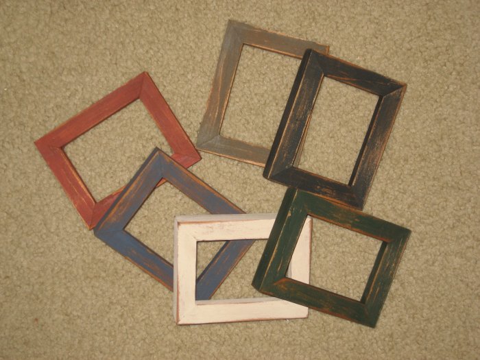 ACEO FRAMES (6) primitive distressed in 2.5 x 3.5 size