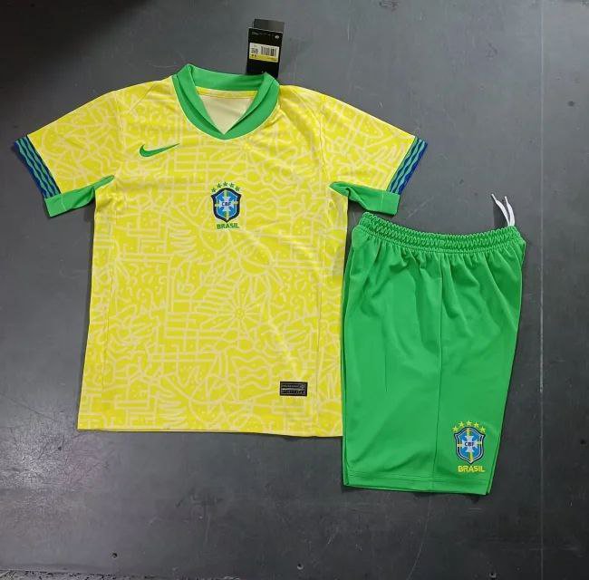 kids kit 24-25 Brazil special version yellow soccer jersey