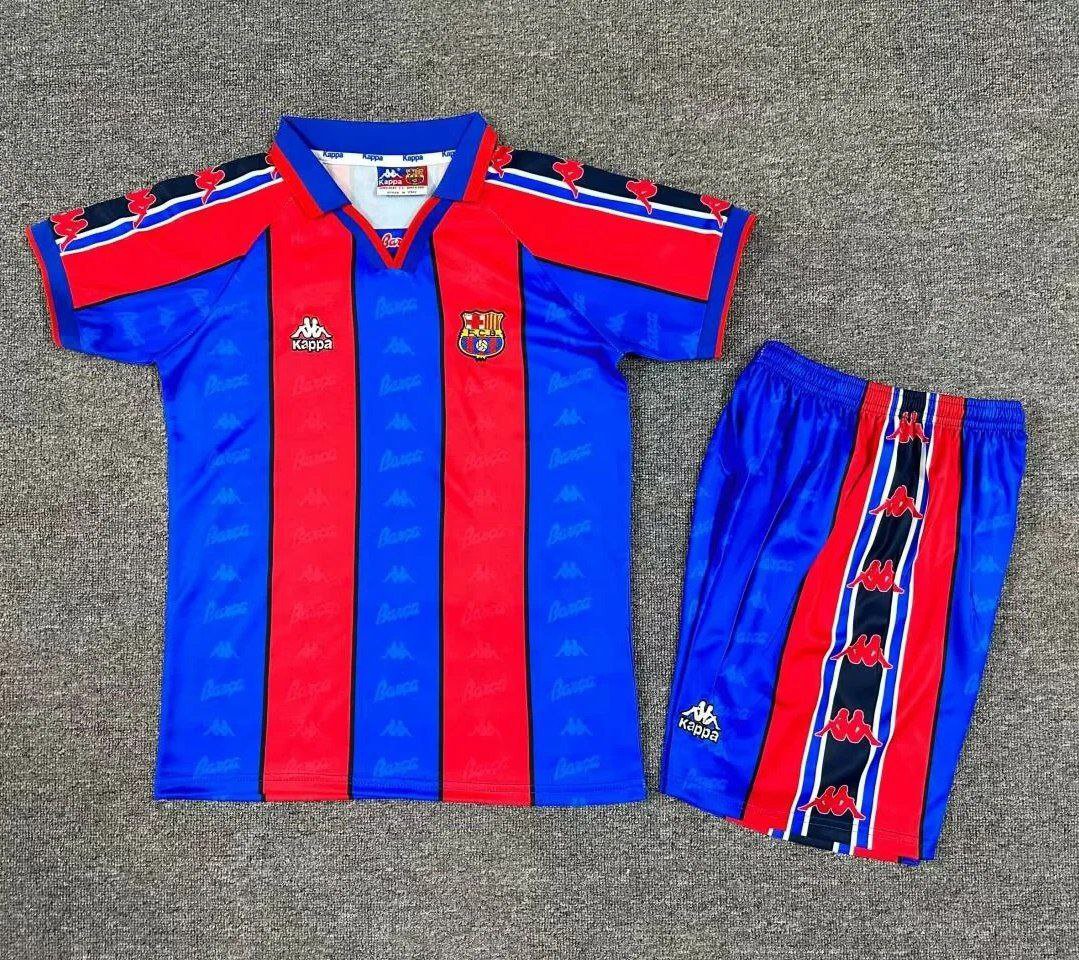 Retro 97-98 Barcelona Home Kids Kit Soccer Jersey Youts