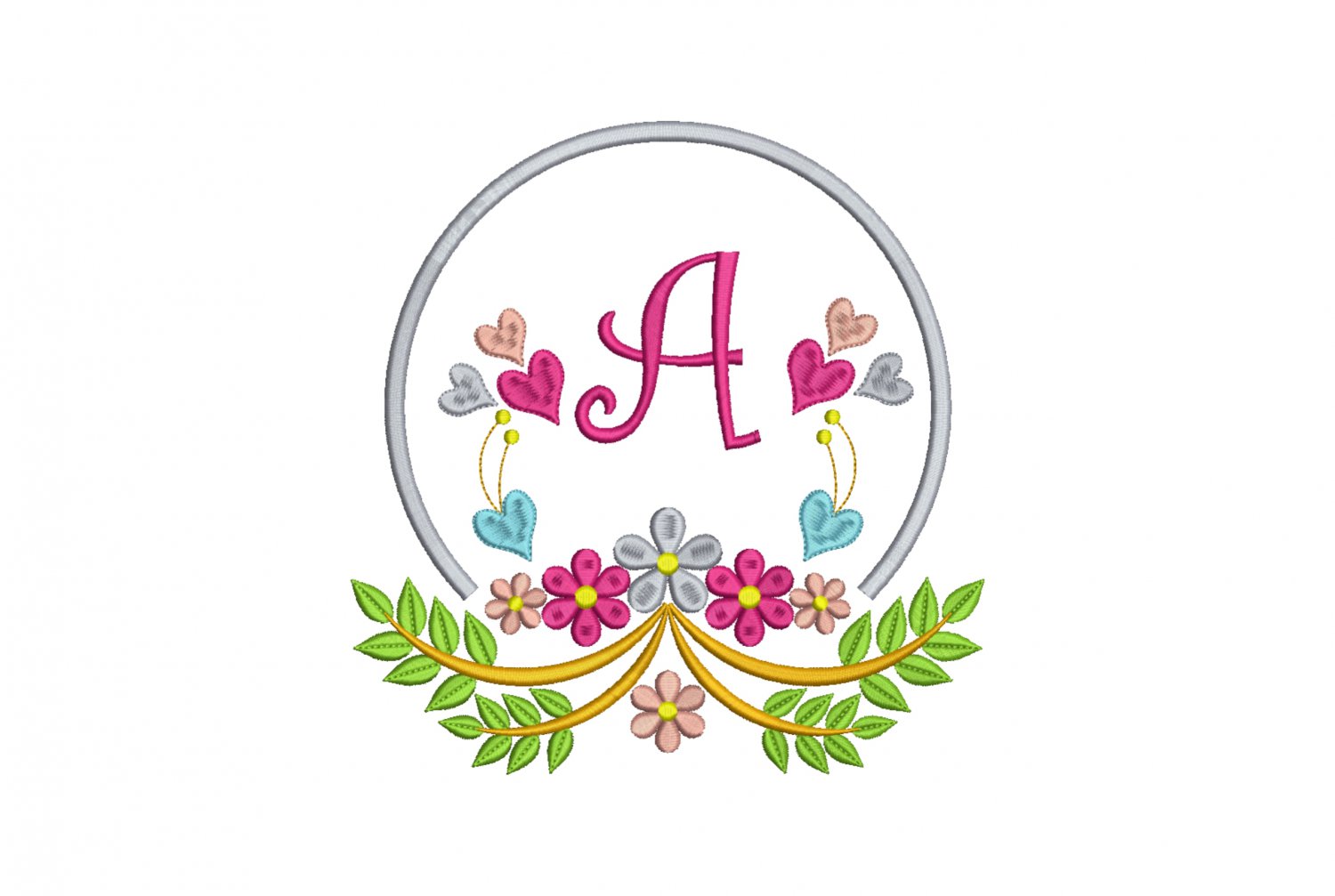 Letter "A" Embroidery Design , 4 Sizes , 7 Formats