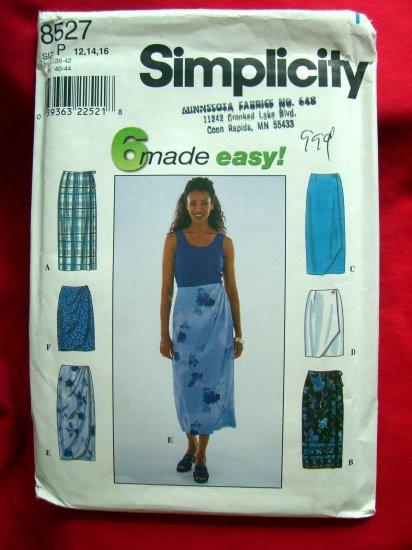 Simplicity Pattern #8527 UNCUT Misses Straight Wrap Skirt Size 12 14 16