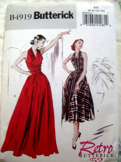 Retro 1952 Butterick Pattern # 4919 UNCUT Dress Evening Gown Size 6 8 10 12