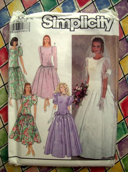Simplicity Pattern # 7062 UNCUT 1990 Misses Wedding Dress Prom Gown ...