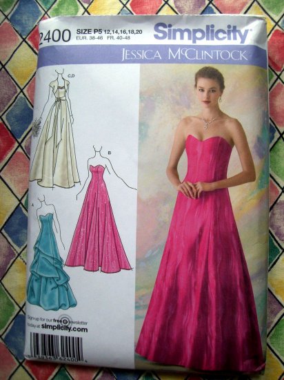 SOLD! Simplicity Pattern UNCUT # 2400 Misses Strapless Prom Dress or ...