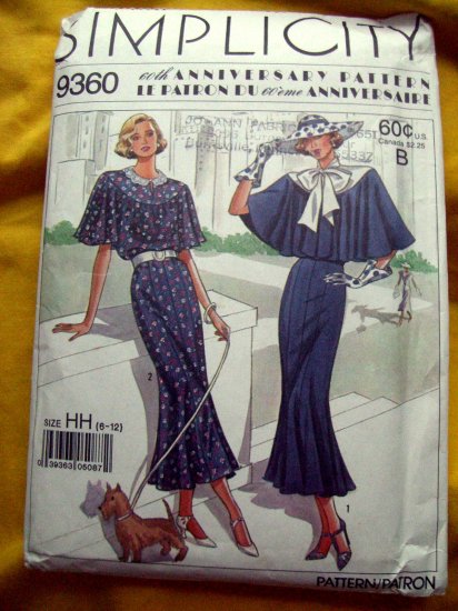 Simplicity Pattern # 9360 UNCUT Retro 1920s Caplet Dress Flutter ...