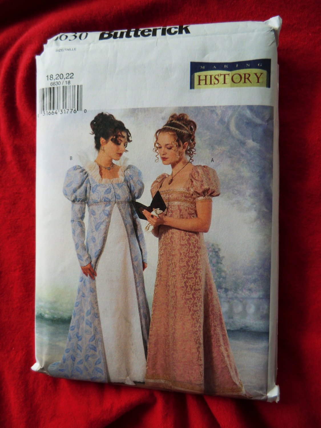Butterick Pattern # 6630 UNCUT Misses Costume Empire Gown Dress ...