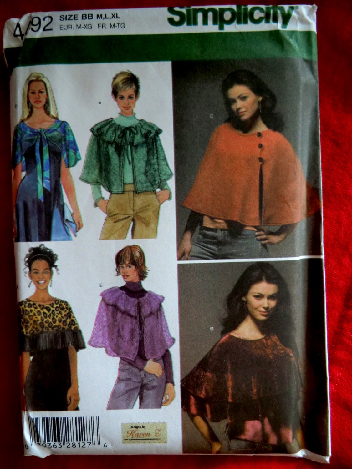 Simplicity Pattern # 4492 UNCUT Misses Cape / Capelet Size Medium Large XL