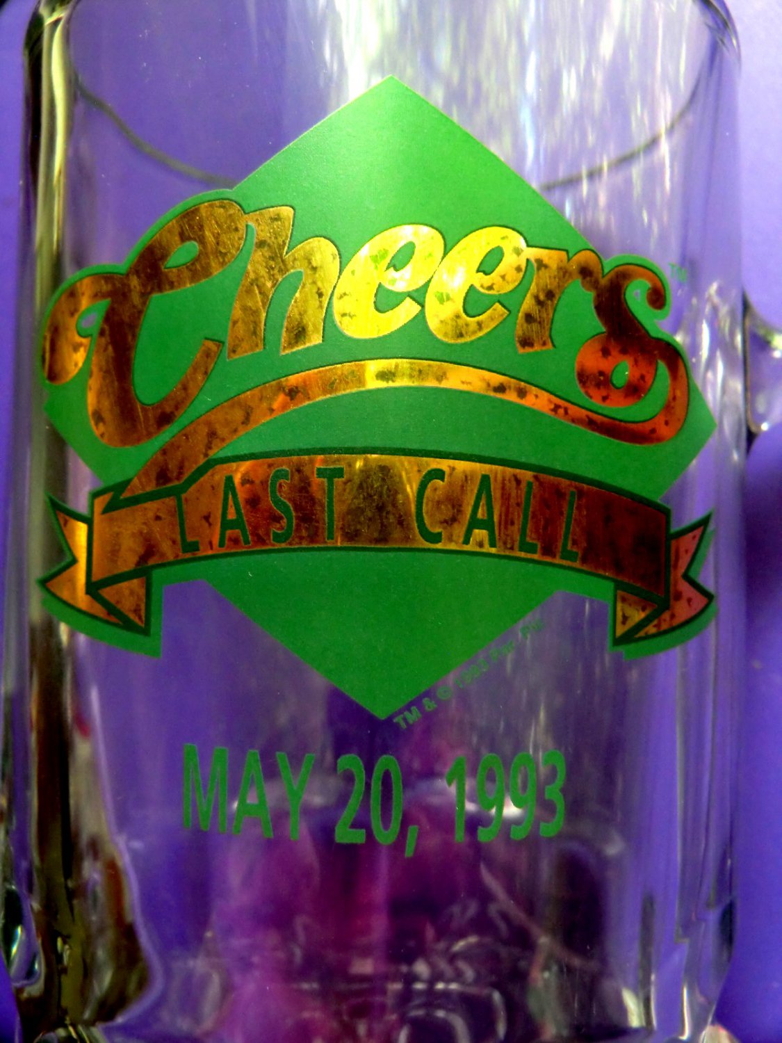 NBC Television TV Show CHEERS Pub Boston Glass Beer Mug Bar