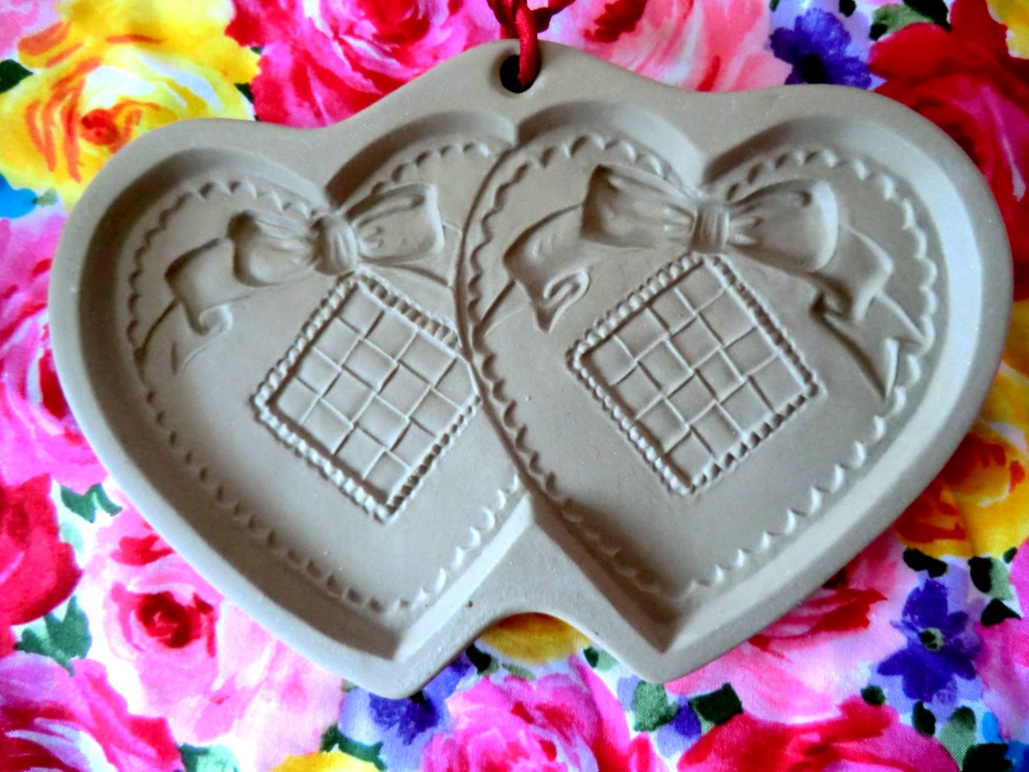 Brown Bag Hill Design Cookie Mold Double Hearts Vintage 1988