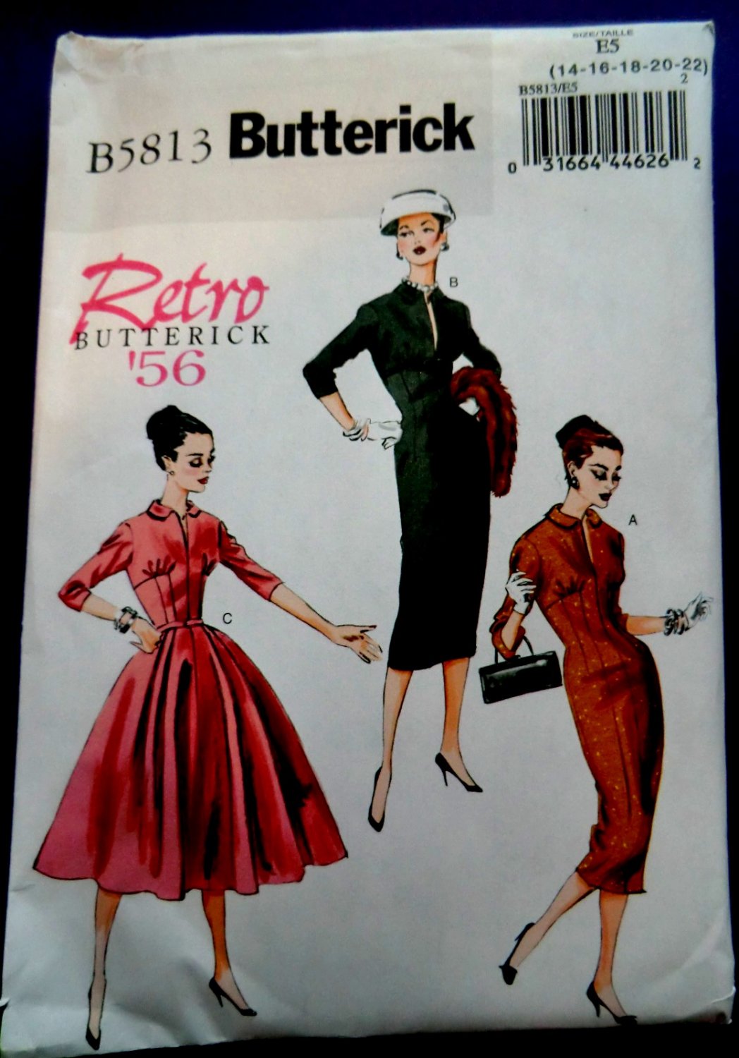Butterick Pattern # 5813 UNCUT Retro Misses Dress 1956 Mid Century Size ...