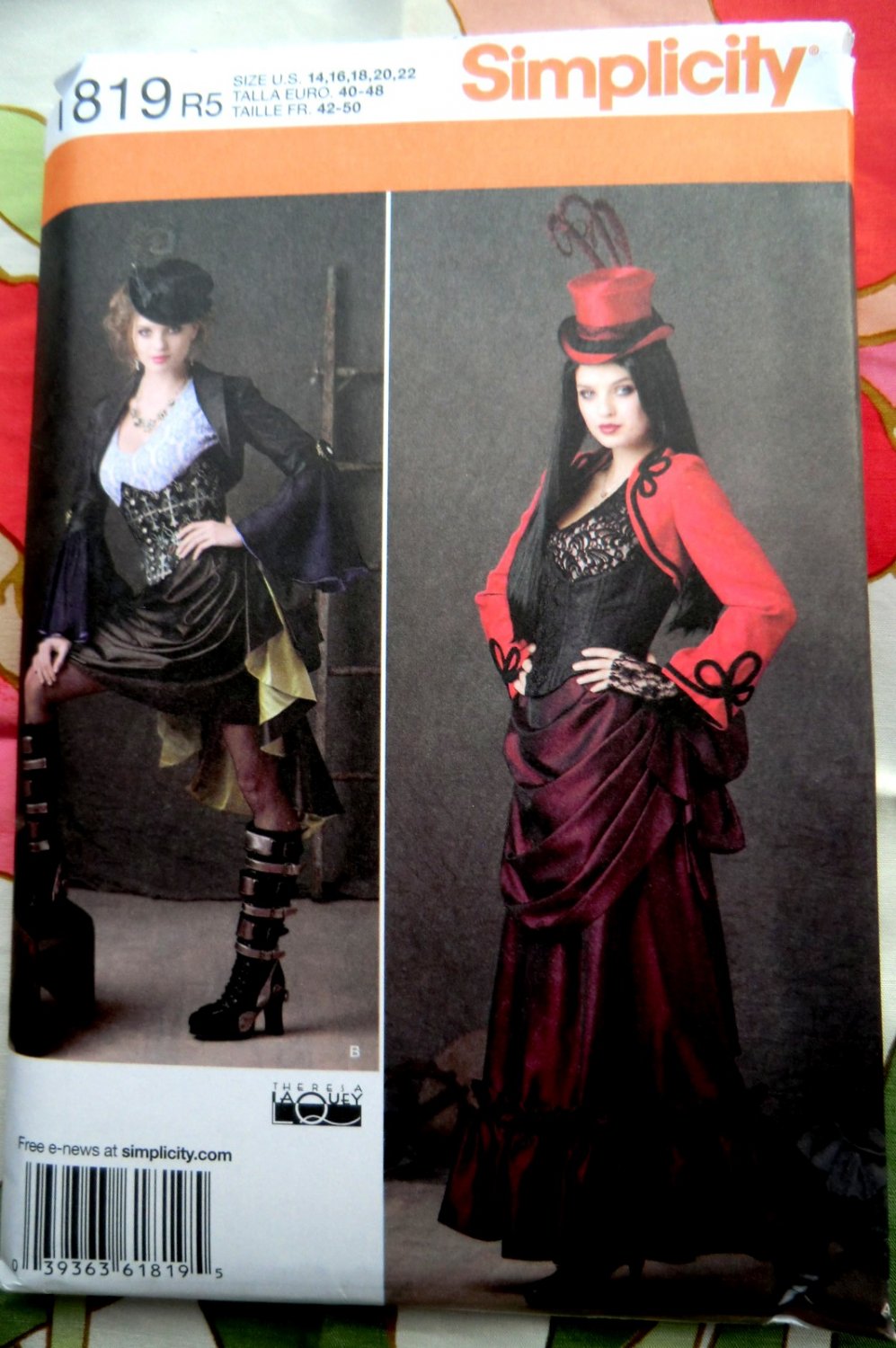 Simplicity Pattern #1819 UNCUT Steampunk or Goth Costume Size 14 16 18 ...