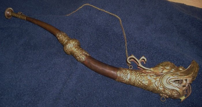 Tibetan Makara Sea Dragon HORN Trumpet Tibet Dbang Dung