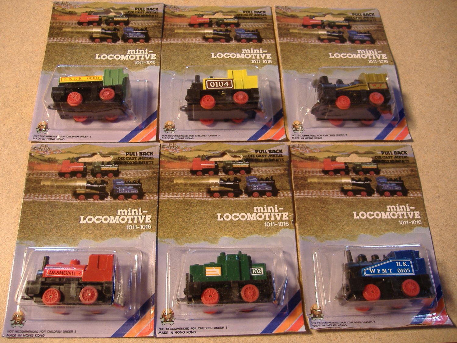 Set of 6 MINI LOCOMOTIVE Diecast TRAIN Scale 1:145