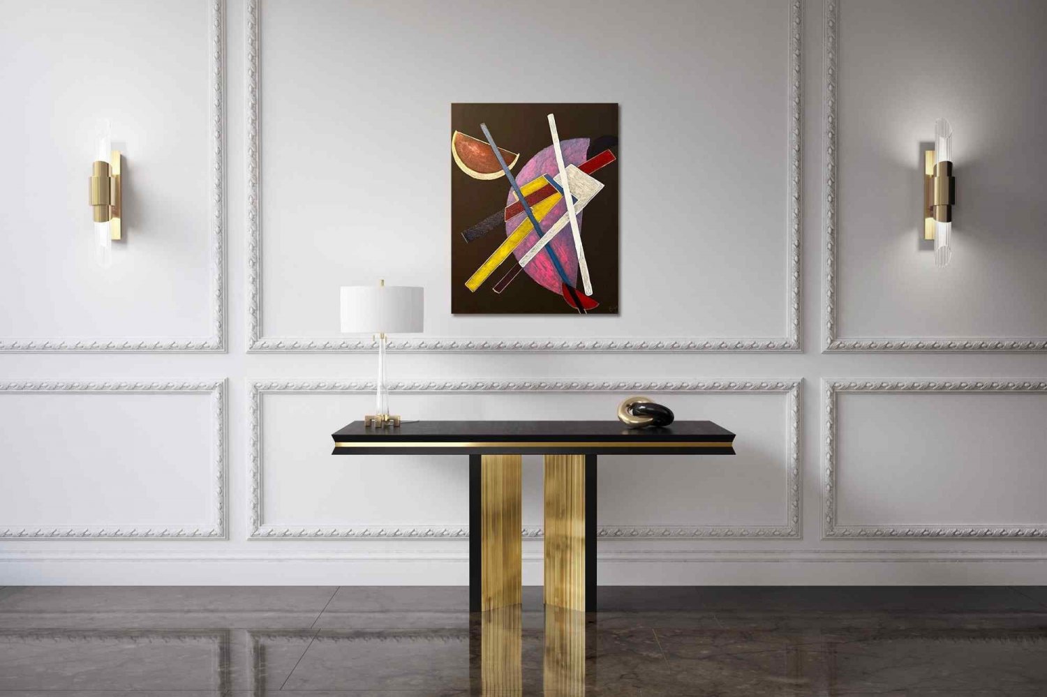 Original Abstract Oil Painting of Contrasting Shapes and Negative Space ...
