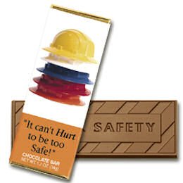 50 SAFETY Engraved Milk Chocolate Bars for Clients or Tradeshow Give-a-ways