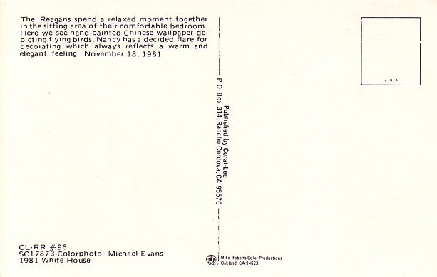 Nancy and Ronald Reagan Relaxing in White House Bedroom 1981 Chrome ...