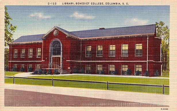 Benedict College Library in Columbia South Carolina SC, Linen Postcard ...