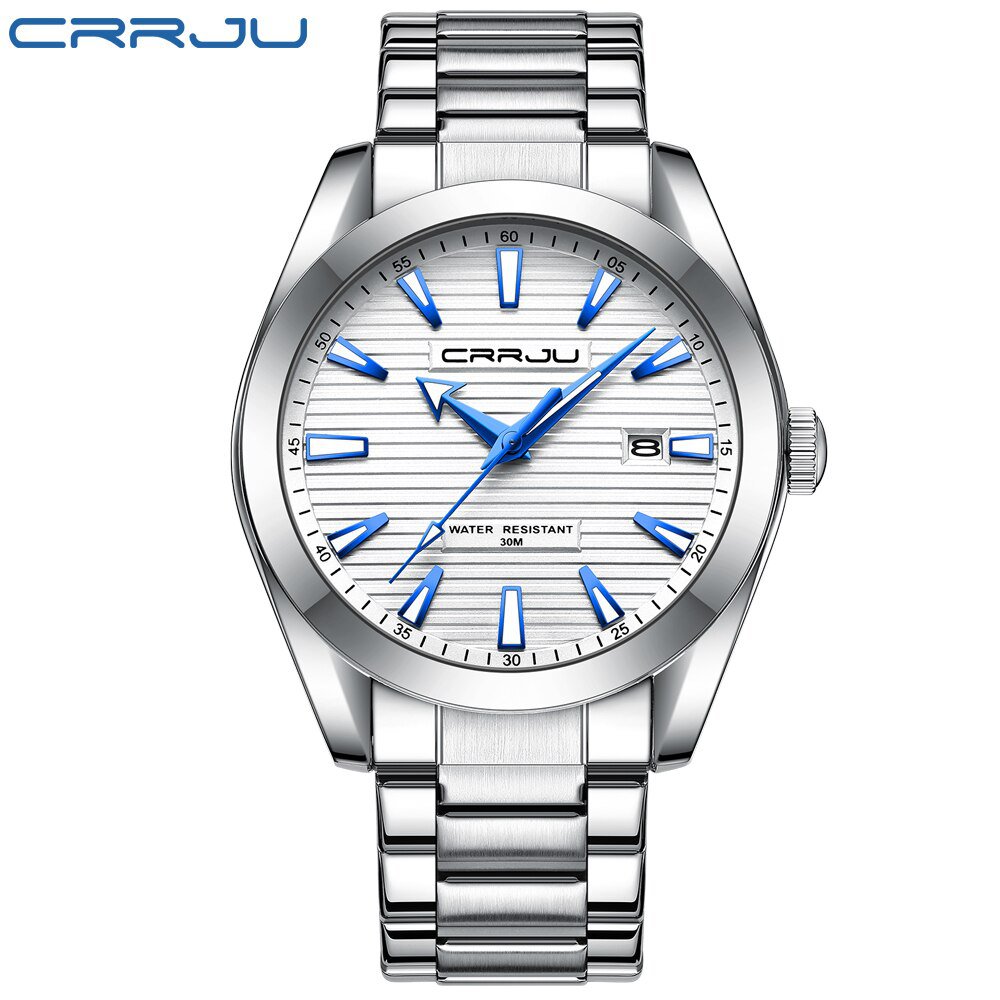 Silver_Mens Watches Luxury Stainless Steel Quartz Casual Business ...