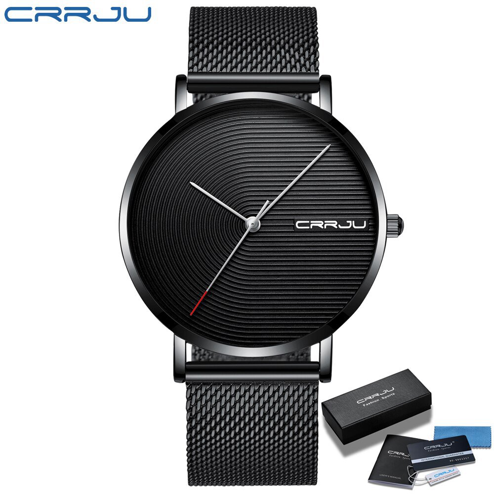 Black BOX_Men Watch Luxury Quartz Ultra-thin Mesh Strap Casual Silple ...