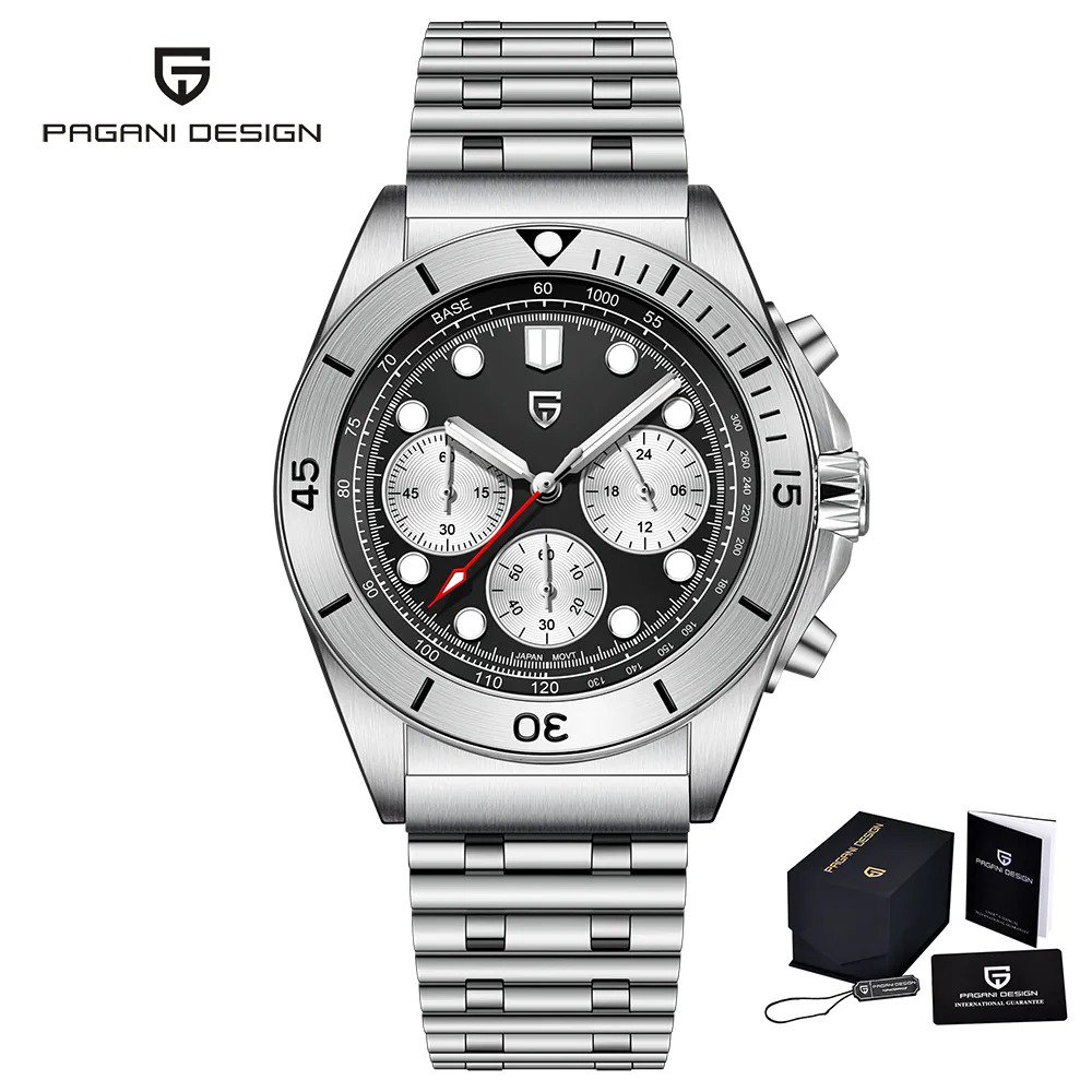 Silver Black_Chronograph VK63 Watch For Men Top Brand Luxury Quartz ...