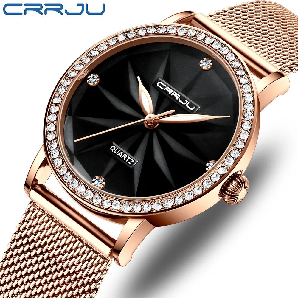 black_Watches for Women Luxury Diamond Watch Ladies Dress Flower Quartz ...