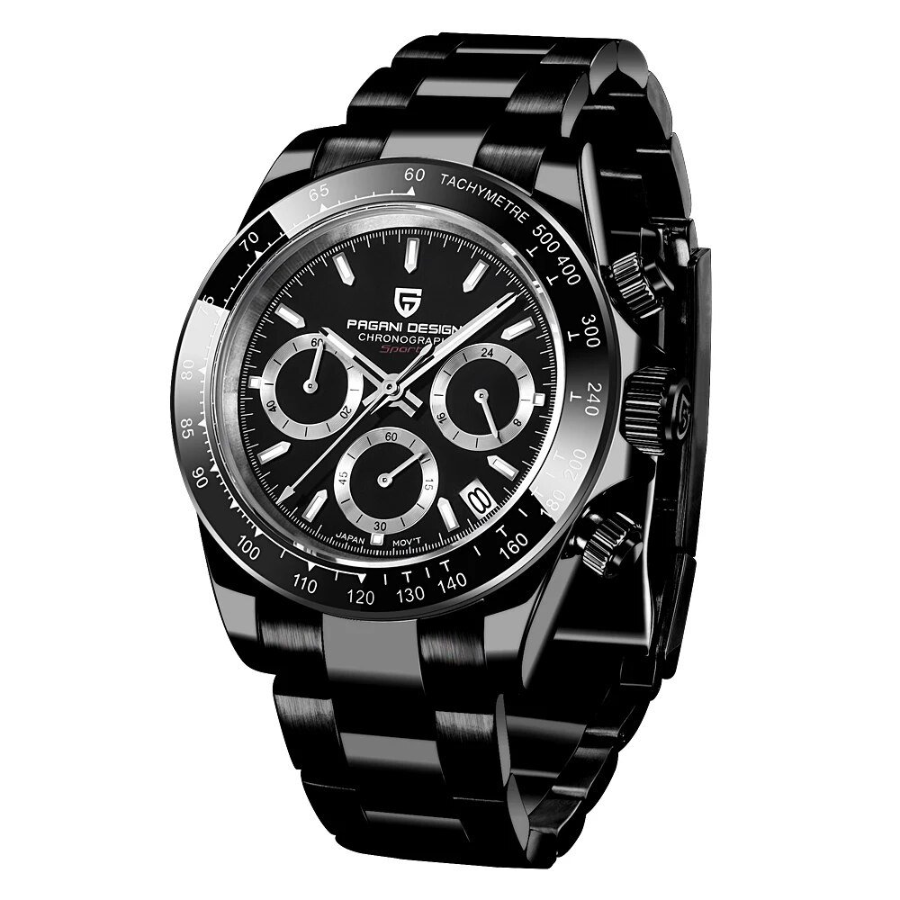 All Black_Men's es Luxury Quartz Men Sport Chronograph Men Clock ...