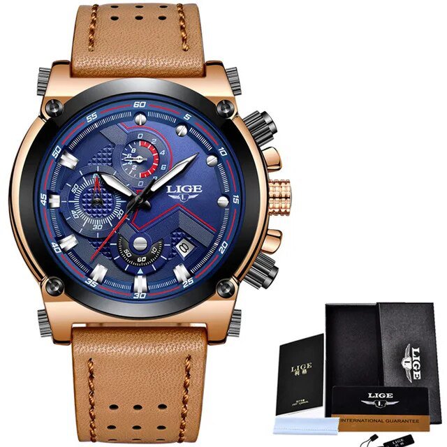 gold blue_Men Sport Watches Top Brand Luxury Casual Quartz Watch Men ...