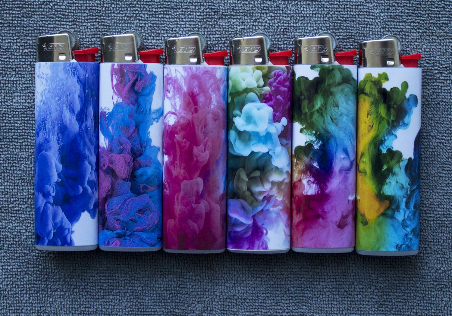 Personalized colored smoke lighter. set of 6 lighters