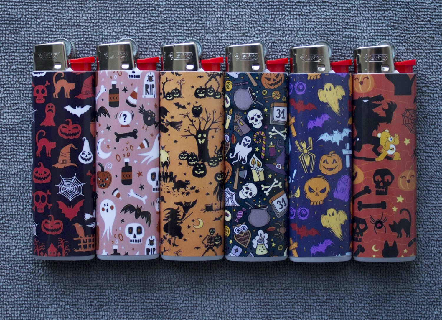 Personalized HALLOWEEN lighters. set of 6 lighters.