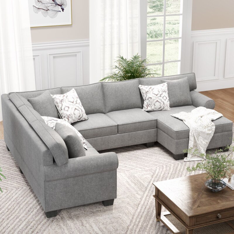 113 Inch Sectional Sofa Chesterfield Sectional Sofa Upholstered Rolled ...