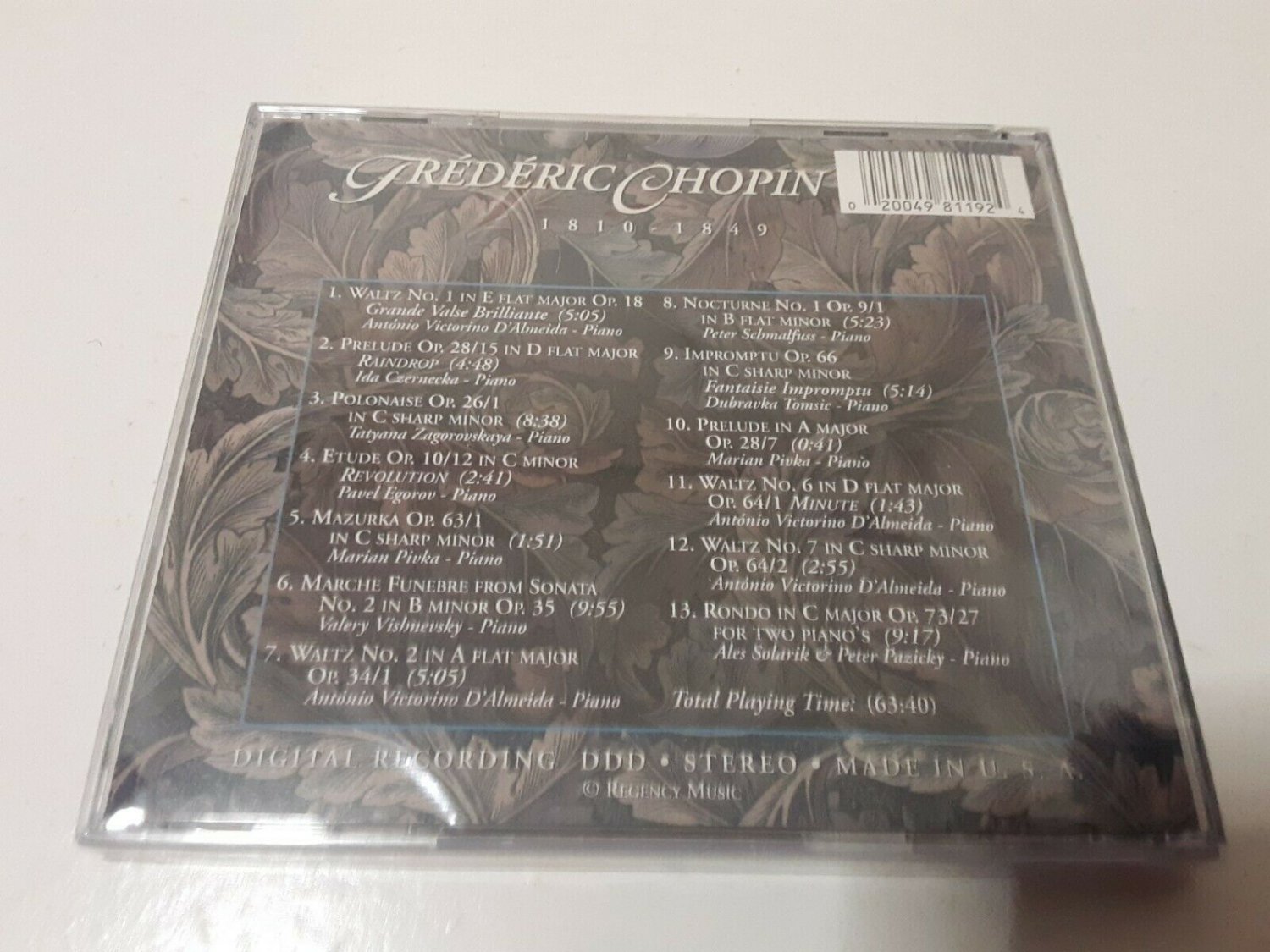 Frederic Chopin The Masterpiece Collection Volume 3 CD Compact Disc ...