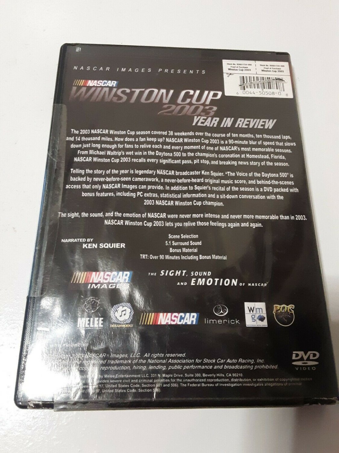 NASCAR Winston Cup 2003 Year In Review DVD Brand New WITH NO CELLO