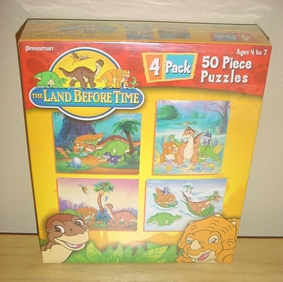 NIB LAND BEFORE TIME PUZZLE PACK 4 Dinosaur Puzzles
