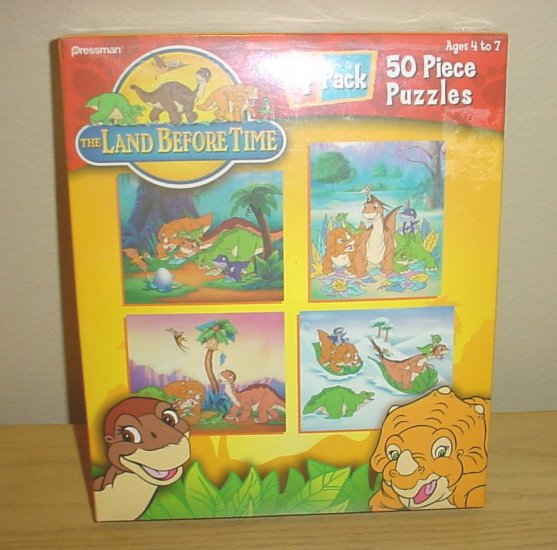NIB LAND BEFORE TIME PUZZLE PACK 4 Dinosaur Puzzles