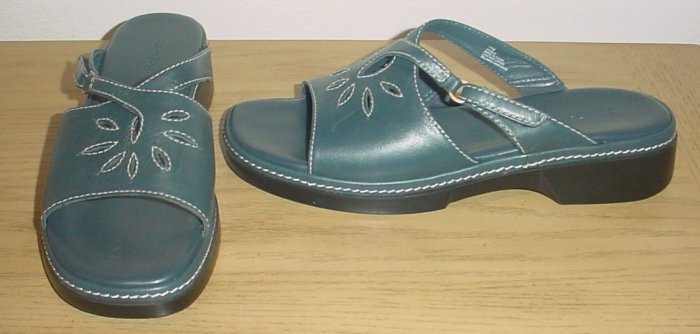 NEW Eurostep LEATHER SANDALS Ladies Slides SIZE 11M BLUE Comfort Shoes