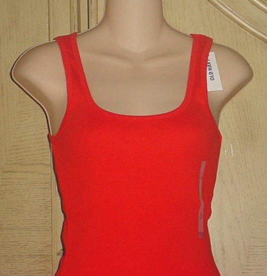 NEW Ladies OLD NAVY PERFECT TANK TOP Ribbed Tee CORAL RED XS Cotton