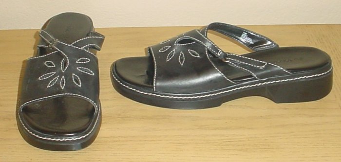 LADIES Eurostep LEATHER SANDALS Slides 11M BLACK Comfort Shoes