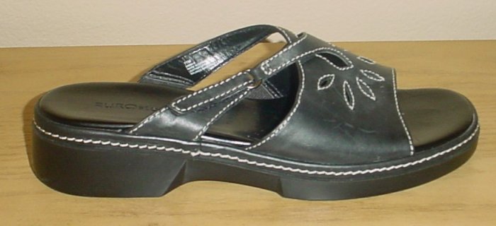 LADIES Eurostep LEATHER SANDALS Slides 11M BLACK Comfort Shoes