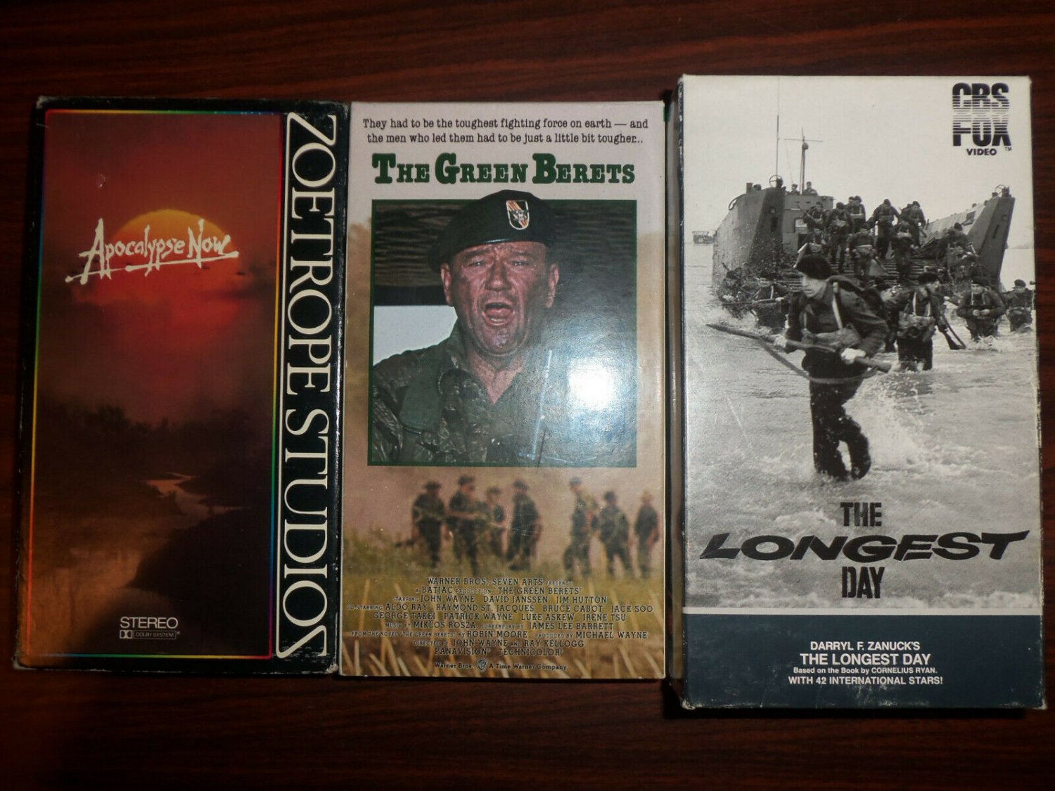 Lot of 3 War VHS Tape Movies Apocalypse Now The Green Berets The ...