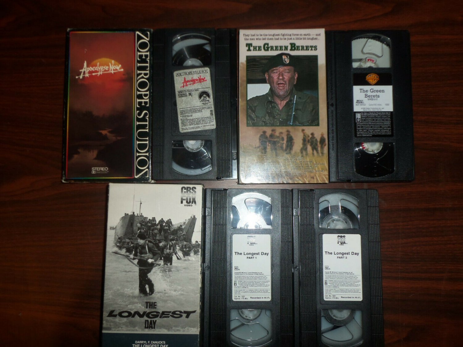 Lot of 3 War VHS Tape Movies Apocalypse Now The Green Berets The ...