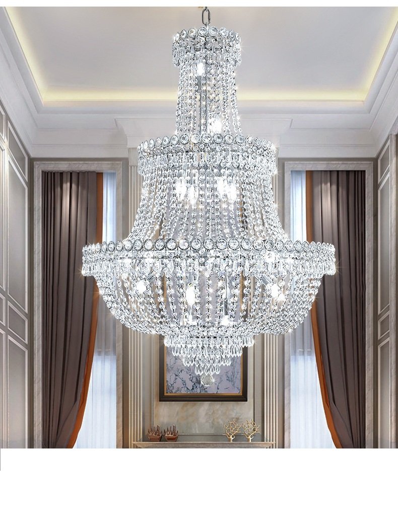 Luxury Crystal Chandelier French Style Hallway Living Room Chrome Stair ...