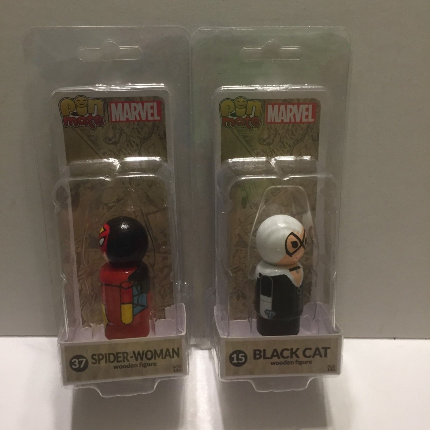 PinMate Wooden Figures - Spider Woman & Black Cat from Marvel Spider-Verse