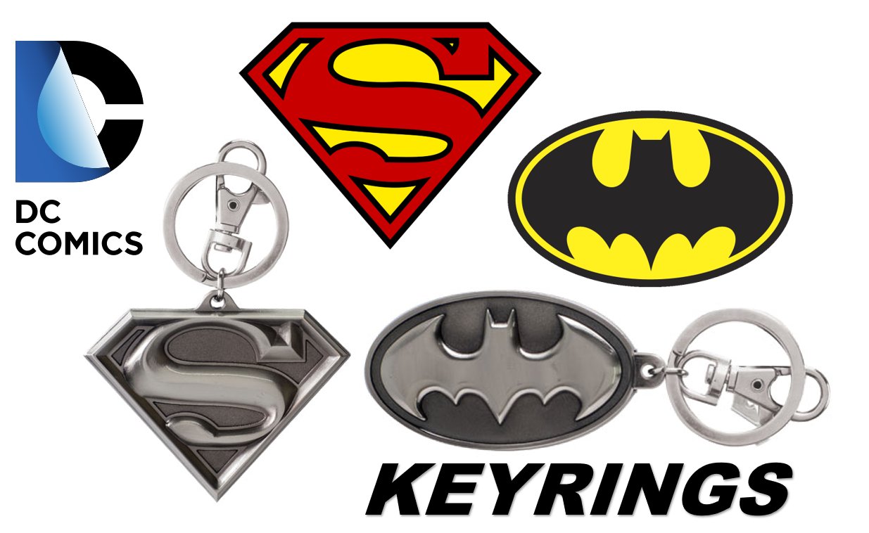 NEW Official DC Comics Batman & Superman Logo Metal Key Rings