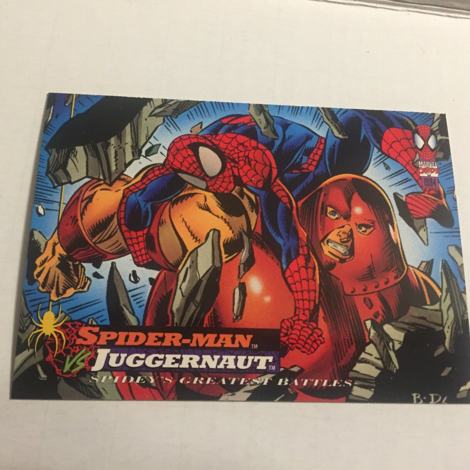 1994 Marvel Greatest Battles Spider-Man vs Juggernaut Trading Card