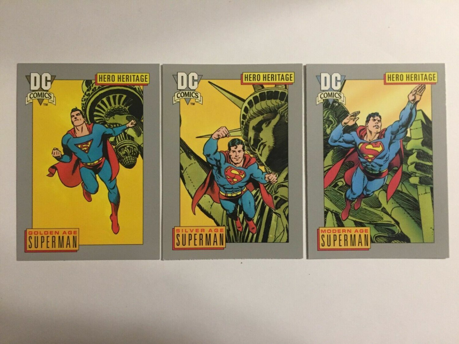 Three 1991 DC Comics Universe Superman Cards