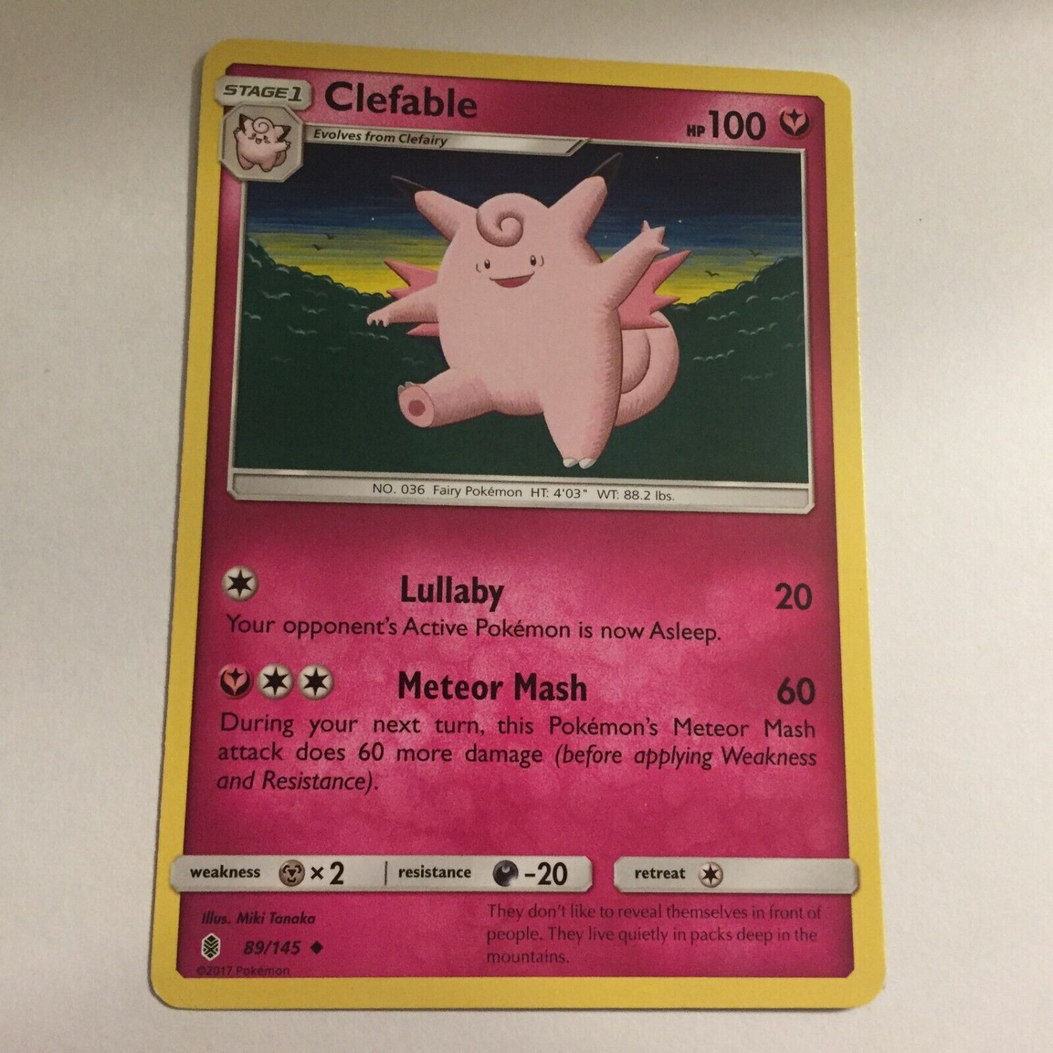 2017 Clefable Pokemon Stage 1 Rare Card 89/145