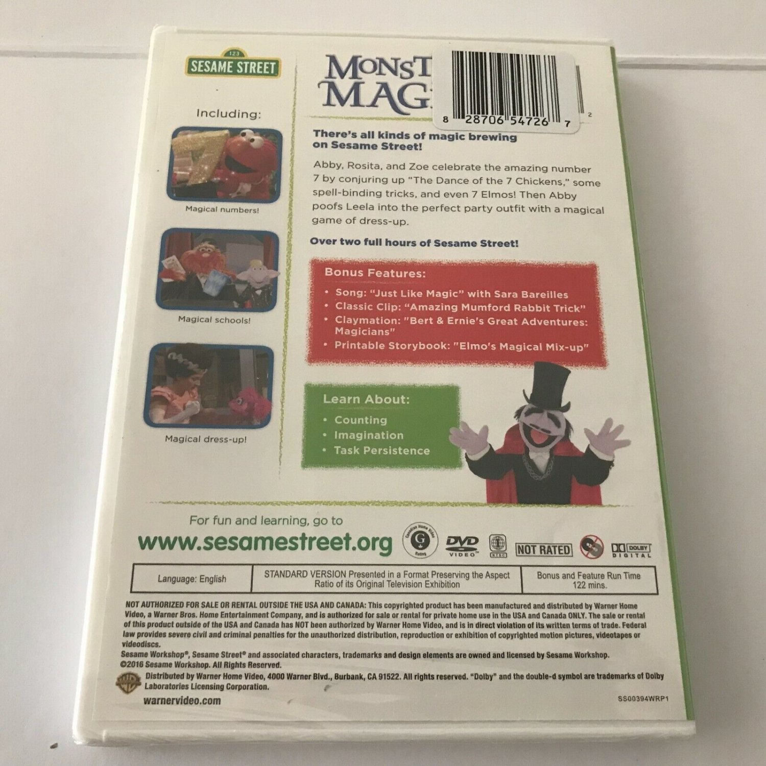 2 New Sesame Street DVDs Sealed - Monster Magic & Elmo Says Boo