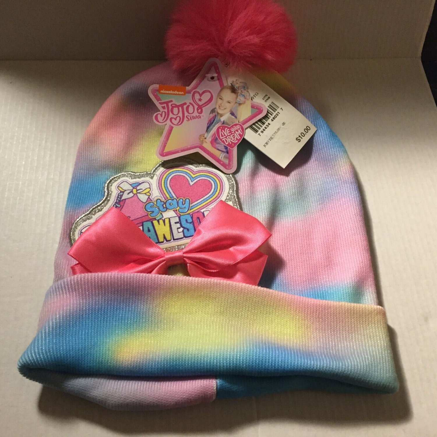 NEW Nickelodeon JoJo Siwa Stay Awesome Girls Tie-Dye Beanie
