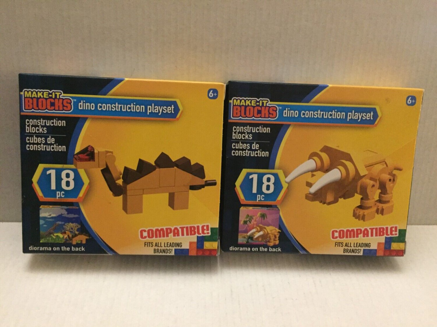Two NEW Make It Blocks Dinosaur sets - 36 pieces